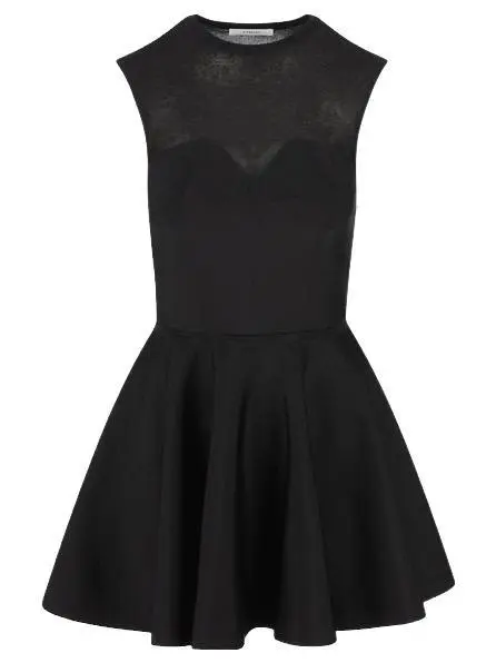 Givenchy Sleeveless Round Neck Dress With Ruffled Hem - Black