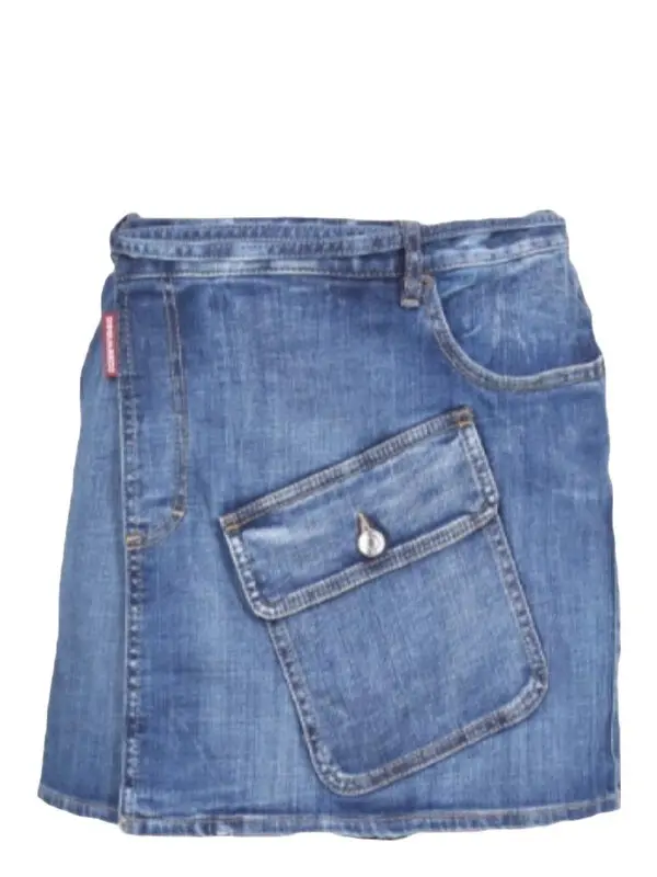Dsquared2 Denim Wrap Skirt With Pocket Detail - Blue