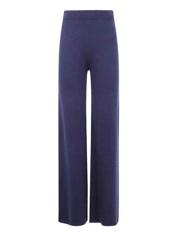 TWINSET Ribbed Knit Wide-leg Pants - Blue