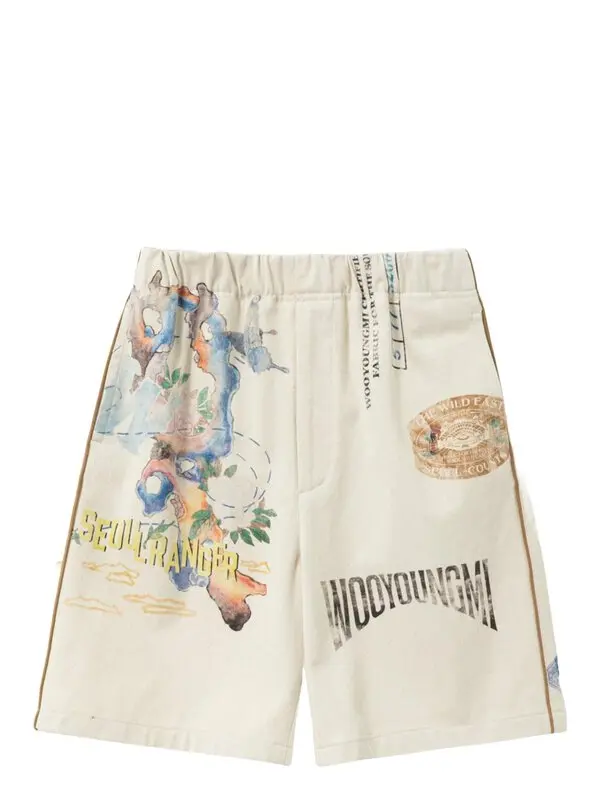 WOOYOUNGMI Graphic Twill Shorts - Beige