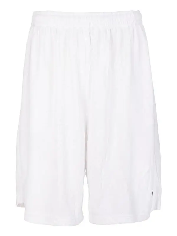 Balenciaga Knee-length Mesh Shorts With Black Embroidery - White
