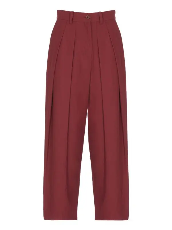 Kenzo Cropped Pleated Trousers - Red