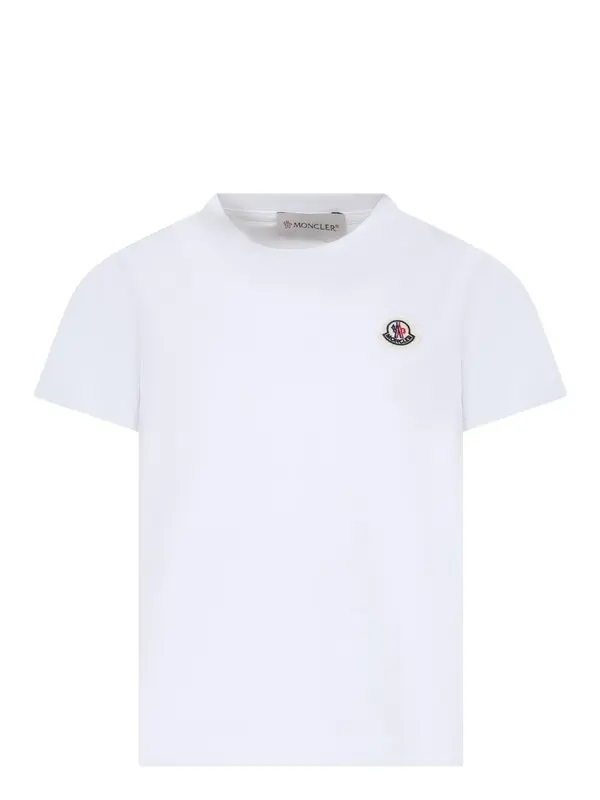 Moncler Kids Logo Patch Crewneck T-shirt - Optical White