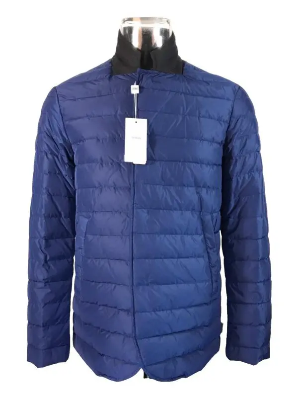 Emporio Armani Quilted Down Jacket With Stand Collar - Blue