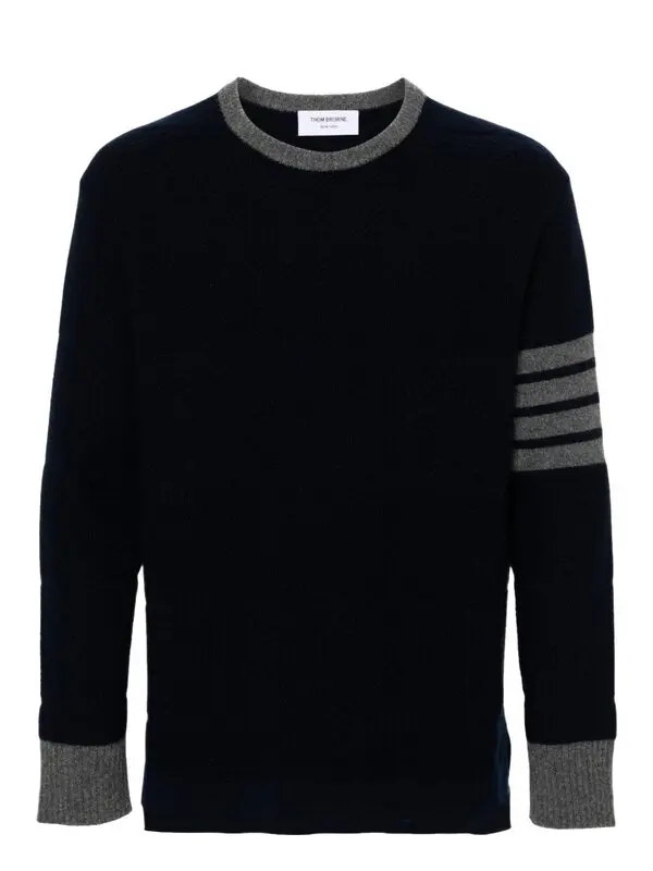 Thom Browne 4-bar Striped Crewneck Jumper - Blue