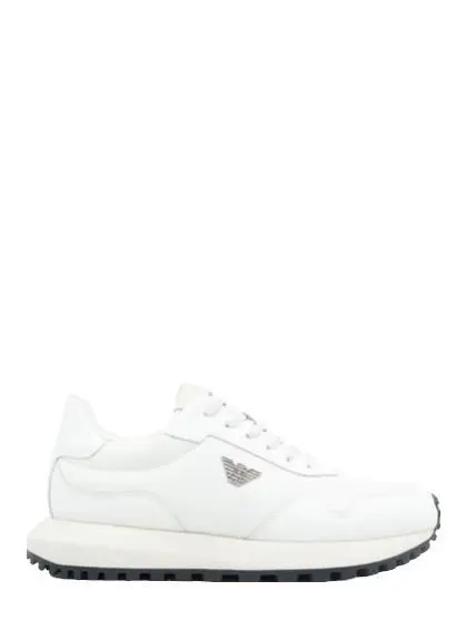 Emporio Armani Logo Plaque Lace-up Sneakers - White