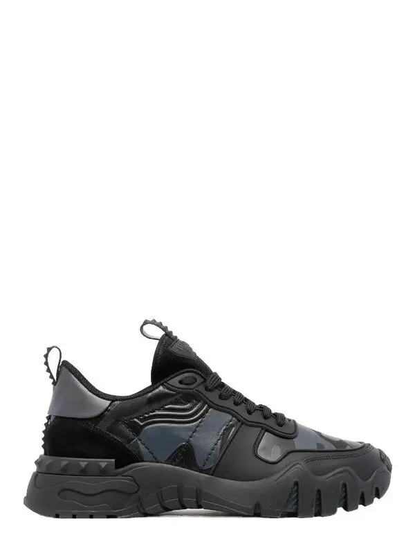Valentino Garavani Multi-panel Leather And Suede Sneakers - Black