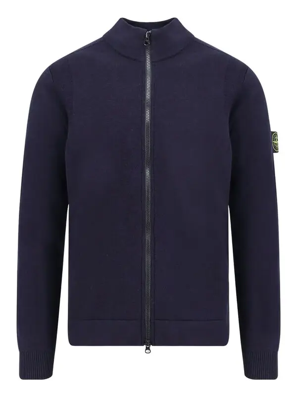 Stone Island High-neck Zip Knit Cardigan - Blue