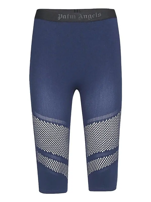 Palm Angels Slim-fit Mesh Detail Biker Shorts - Blue