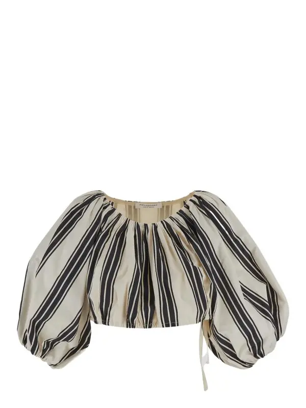Philosophy Di Lorenzo Serafini Striped Cropped Blouse - Gray