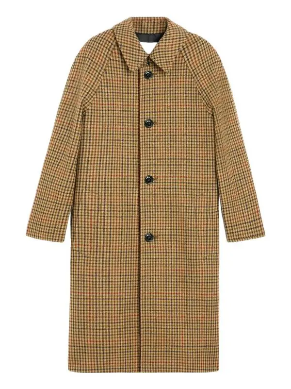 Celine Mac Coat In Checked Wool - Brown