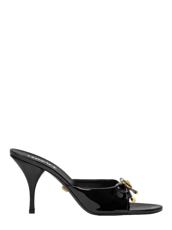 Versace Opera Bow Stiletto Mules - Black/gold