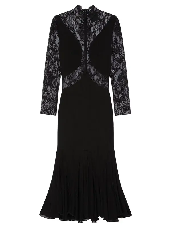 Givenchy Lace Detailed High Neck Mini Dress - Black