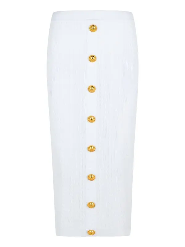 Balmain Cable-knit Midi Skirt - White