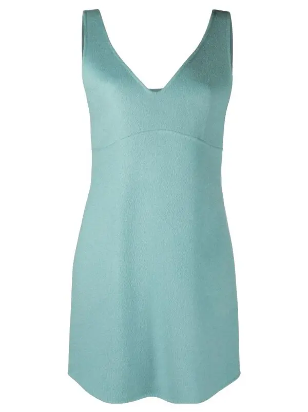 P.a.r.o.s.h Sleeveless V-neck Wool Dress - Blue
