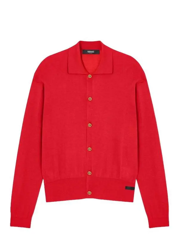 Versace Collared Button-up Cardigan - Red
