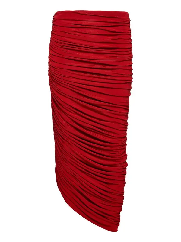 Magda Butrym Asymmetrical Draped Midi Skirt - Red