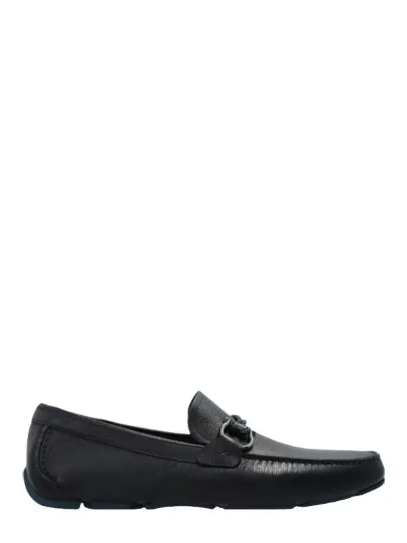 FERRAGAMO Flat Loafers With Metallic Embellishments - Navy