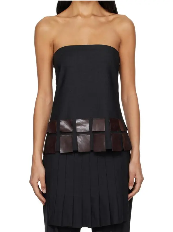 Paloma Wool Diana Strapless Top With Leather Appliqués - Black