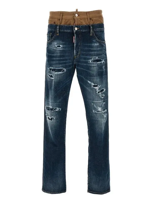 Dsquared2 Double Waisted Straight Leg Jeans - Blue