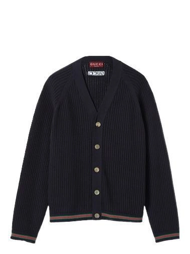 Gucci Logo Embroidered V-neck Cardigan - Black