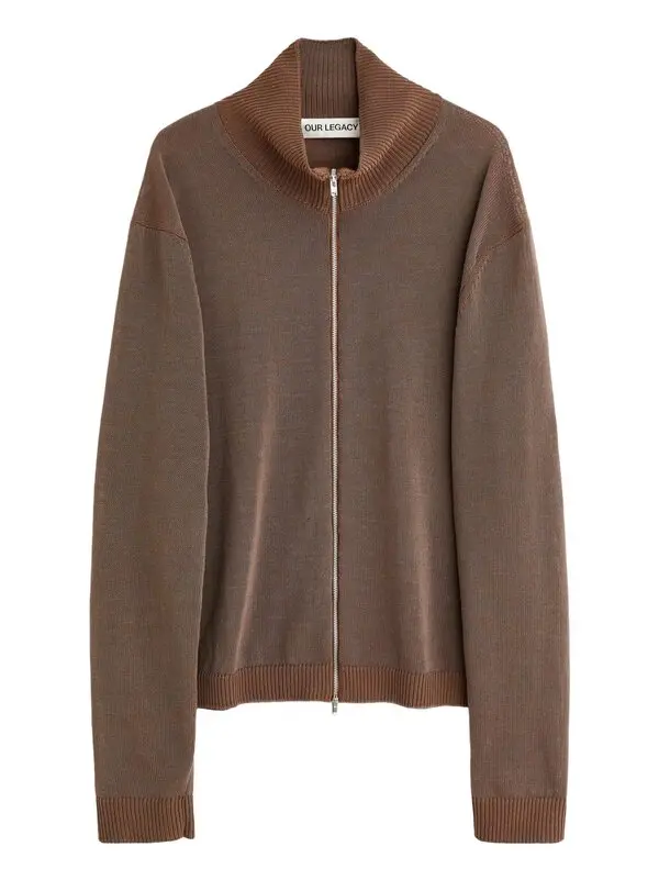 Our Legacy Zip Funnel-neck Knitted Sweater - Brown