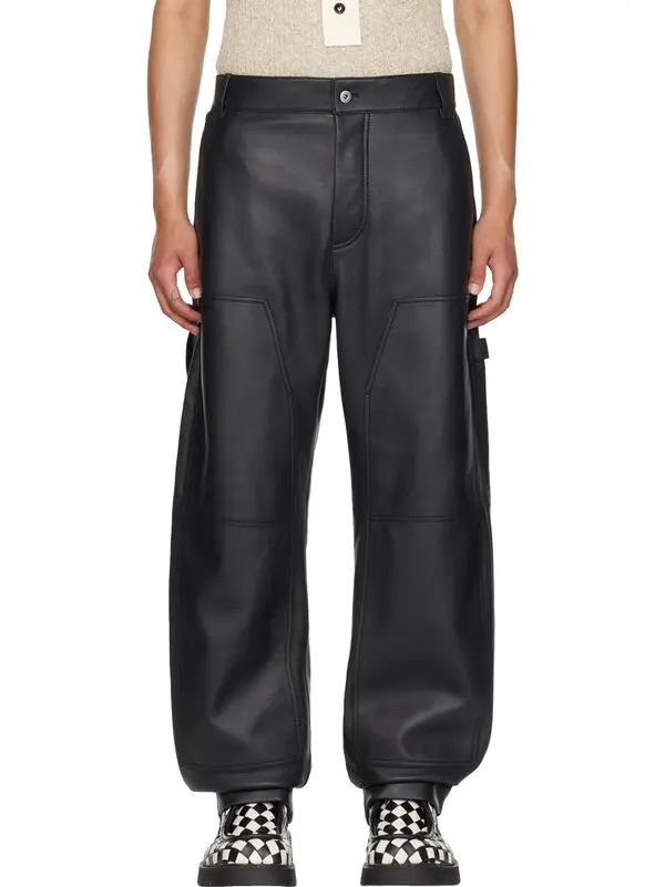 Bottega Veneta Leather Cargo Trousers - Green