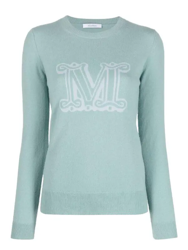 Max Mara Round Neck Long Sleeve Sweater - Green