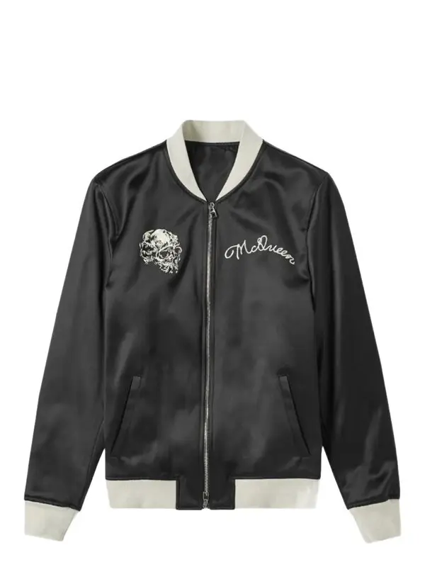 Alexander McQueen Embroidered Logo Baseball Bomber Jacket - Black