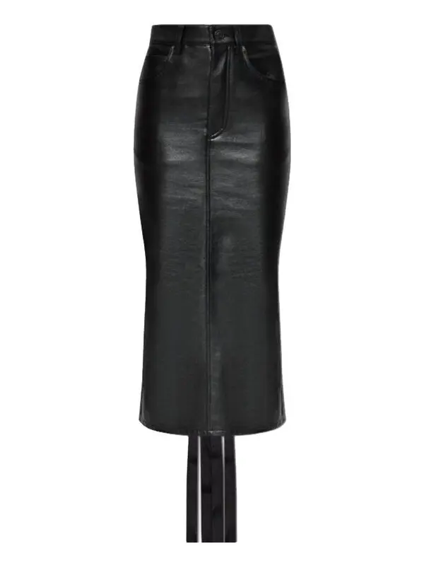 Balenciaga Lace-up Leather Skirt - Black