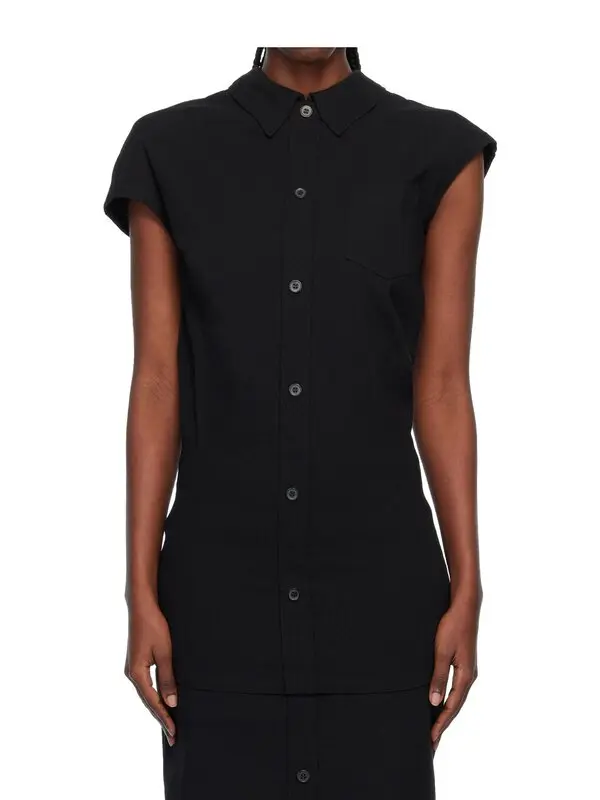 Issey Miyake Button-fastening Short-sleeve Top - Black
