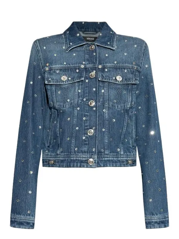 Versace Embellished Denim Jacket - Blue