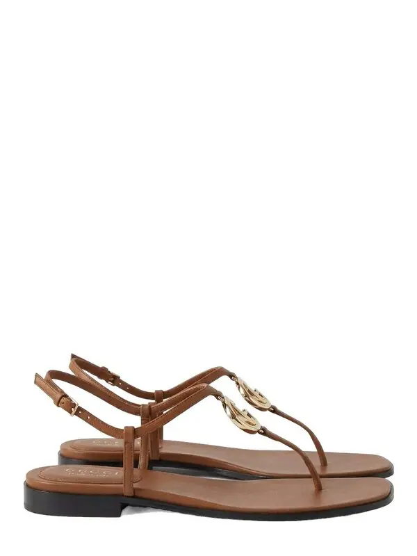 Gucci Marmont Logo Thong Flat Sandals - Brown