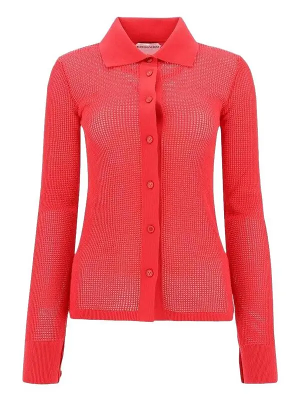 Bottega Veneta Mesh Buttoned Cardigan - Red