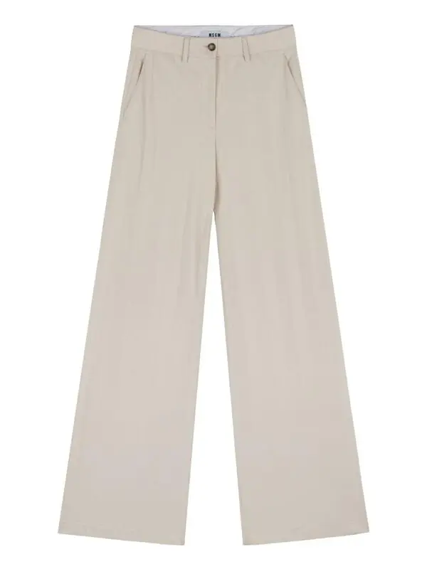 MSGM High Waisted Wide Leg Trousers - White
