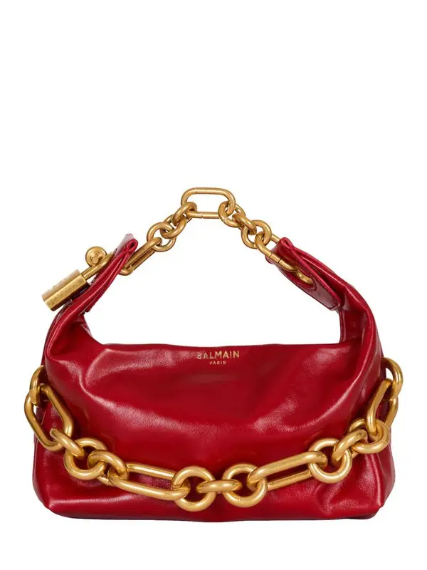 Balmain Sync Mini Bag In Calfskin Leather - Red
