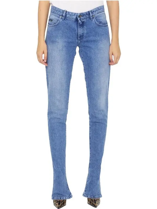 Dolce & Gabbana Logo Plaque Bootcut Jeans - Blue