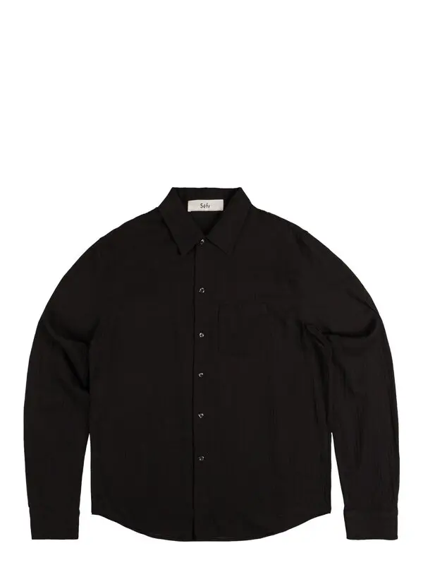Séfr Leo Lightweight Voile Shirt - Black