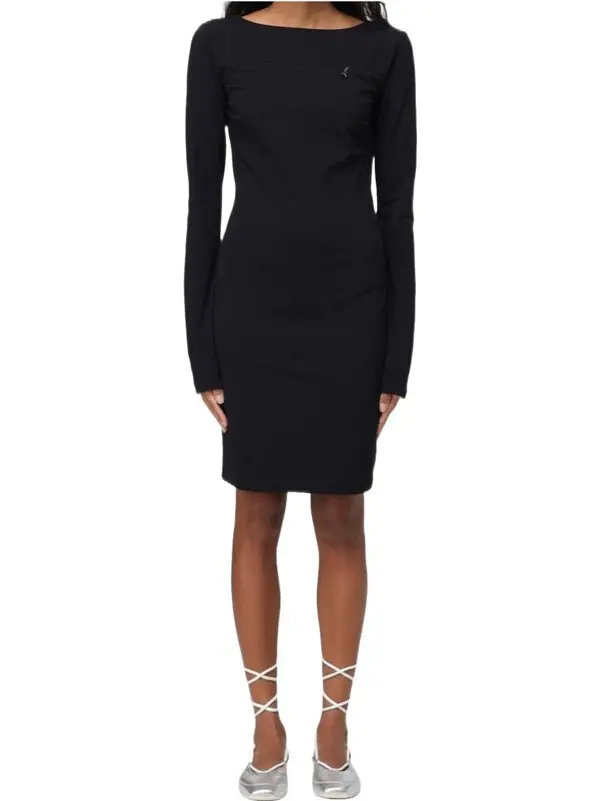 Patrizia Pepe Keyhole Neckline Zip Cuff Dress - Black