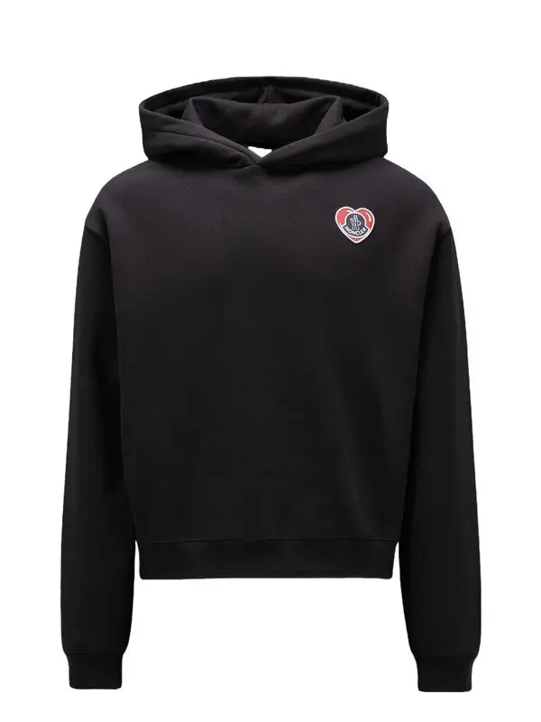 Moncler Heart Motif Hoodie - Black