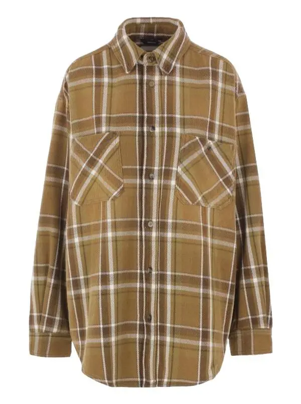 HAIKURE Checkered Long-sleeve Shirt - Brown