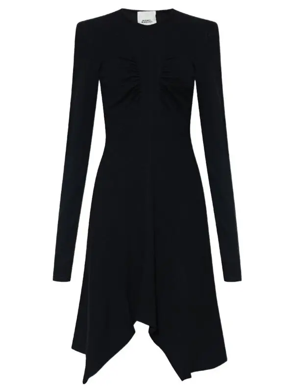 Isabel Marant Étoile Devane Gathered Asymmetric Knitted Dress - Black