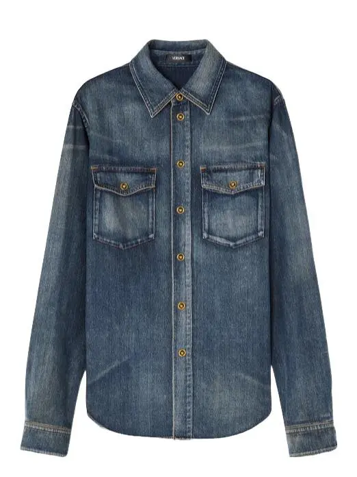 Versace Double-pocket Denim Shirt - Blue