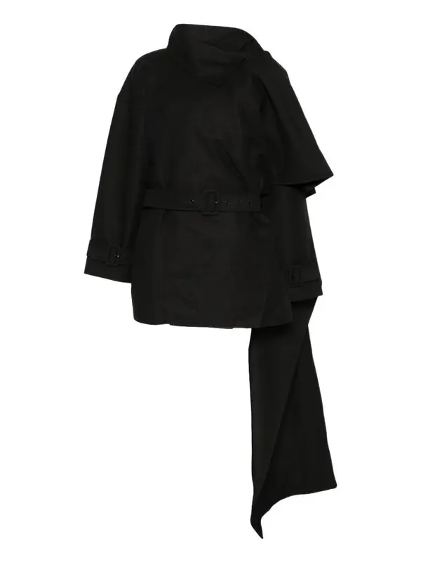 ENTIRE STUDIOS Scarf-detail Cape Coat - Black