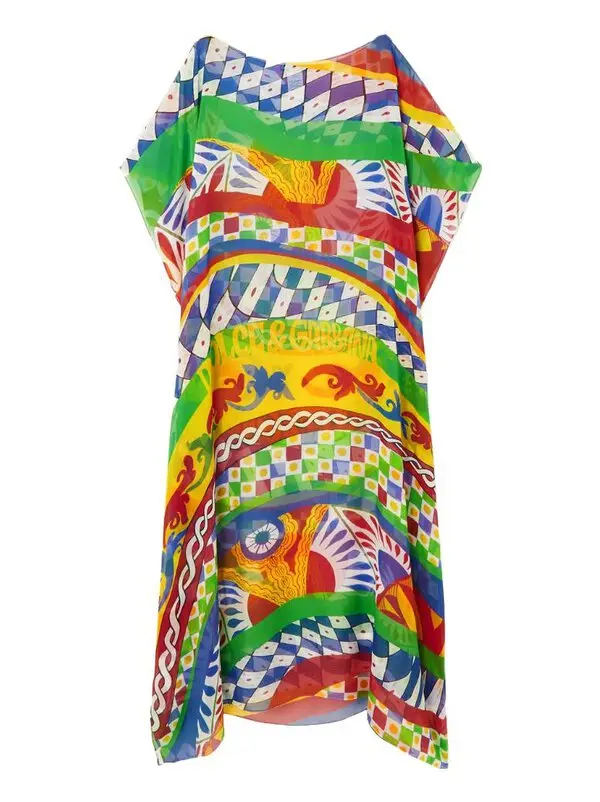 Dolce & Gabbana Asymmetrical Blouse Dress With Pattern Splicing - Multicolor