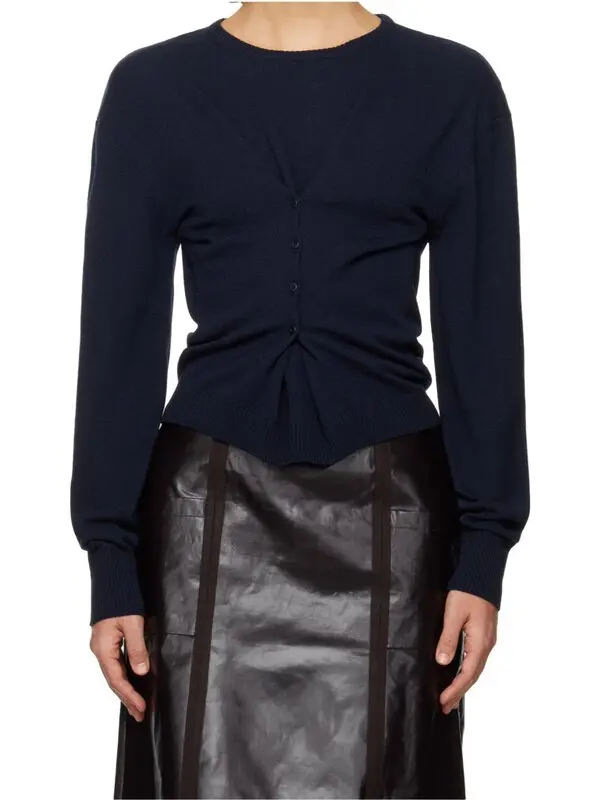 Paloma Wool Long Sleeve Button Front Sweater - Navy Blue