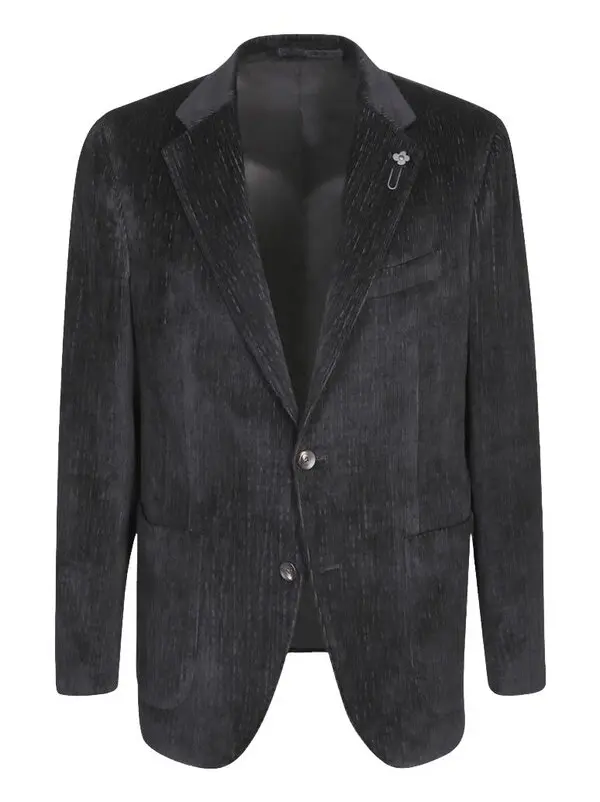 LARDINI Brooch-detail Single-breasted Jacket - Black