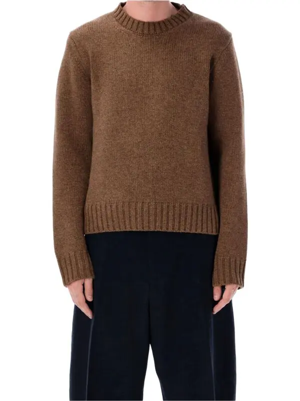 Studio Nicholson Crew Neck Ribbed Knit Sweater - Black