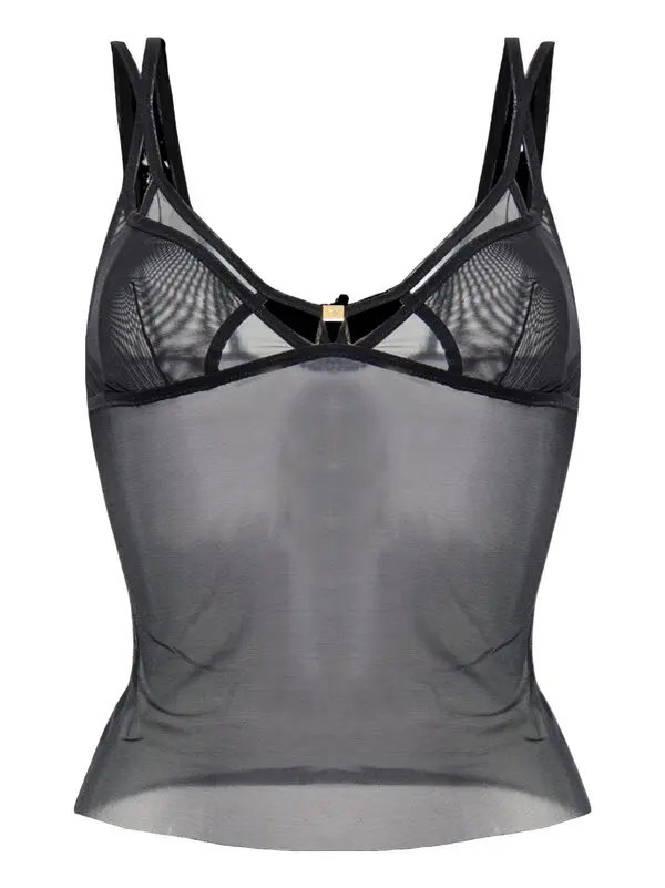 Dsquared2 Sheer Strappy Top With Gold Detail - Black