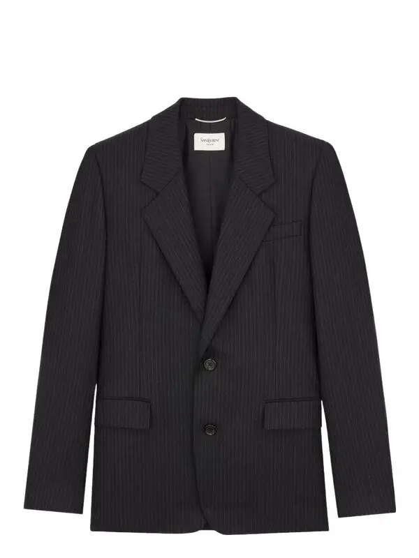 Saint Laurent Pinstriped Single-breasted Blazer - Anthracite Black